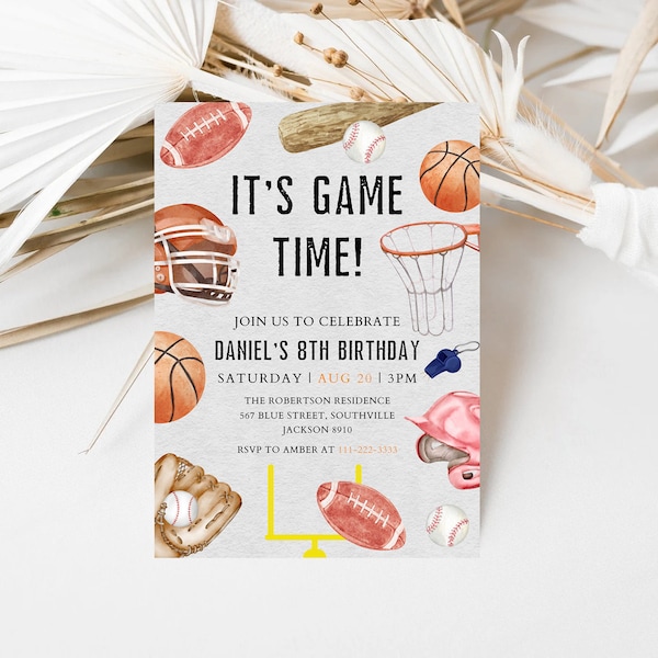 Printable Sports Theme Invitations - Etsy