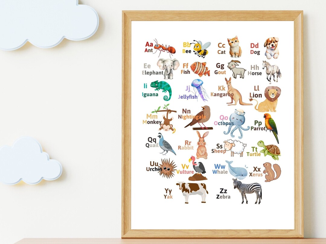Vibrant Animal Alphabet Colorful ABC With Animal - Etsy