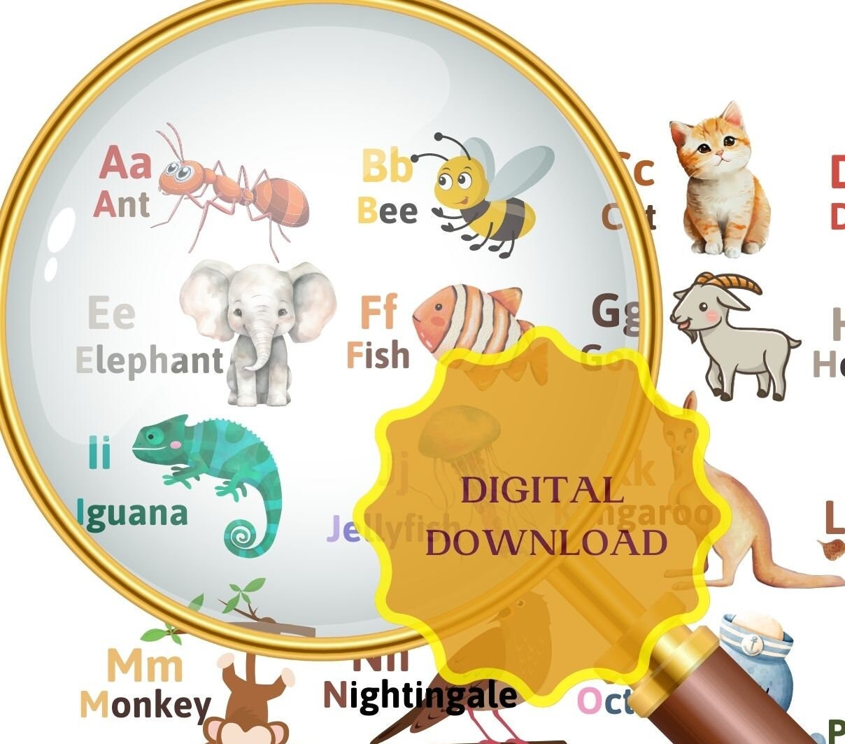 Vibrant Animal Alphabet Colorful ABC With Animal - Etsy