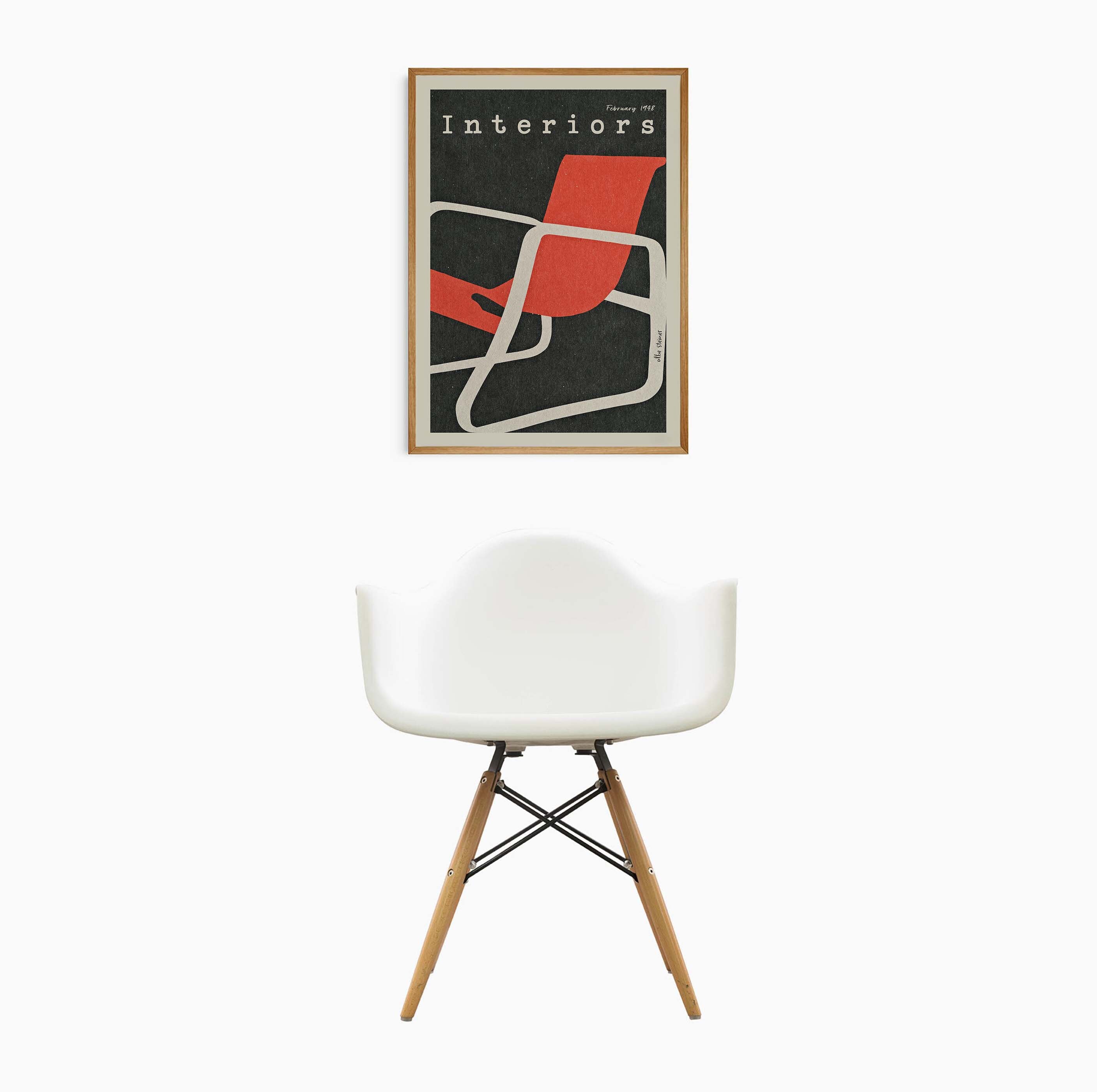 Iconic Chair Poster, Vintage Furniture Design Magazine Cover, Mid ...
