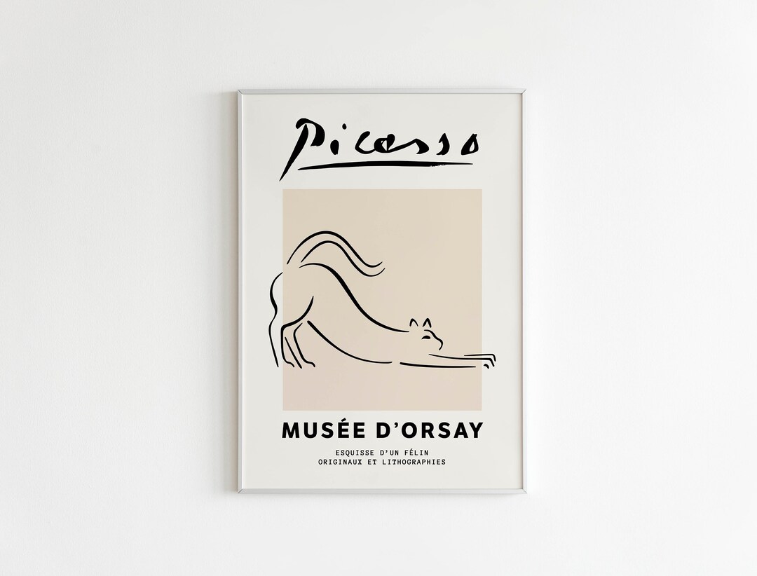 Picasso the Cat Line Art Printable Poster Pablo Picasso Art - Etsy