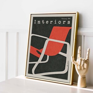 Iconic Chair Poster, Vintage Furniture Design Magazine Cover, Mid ...