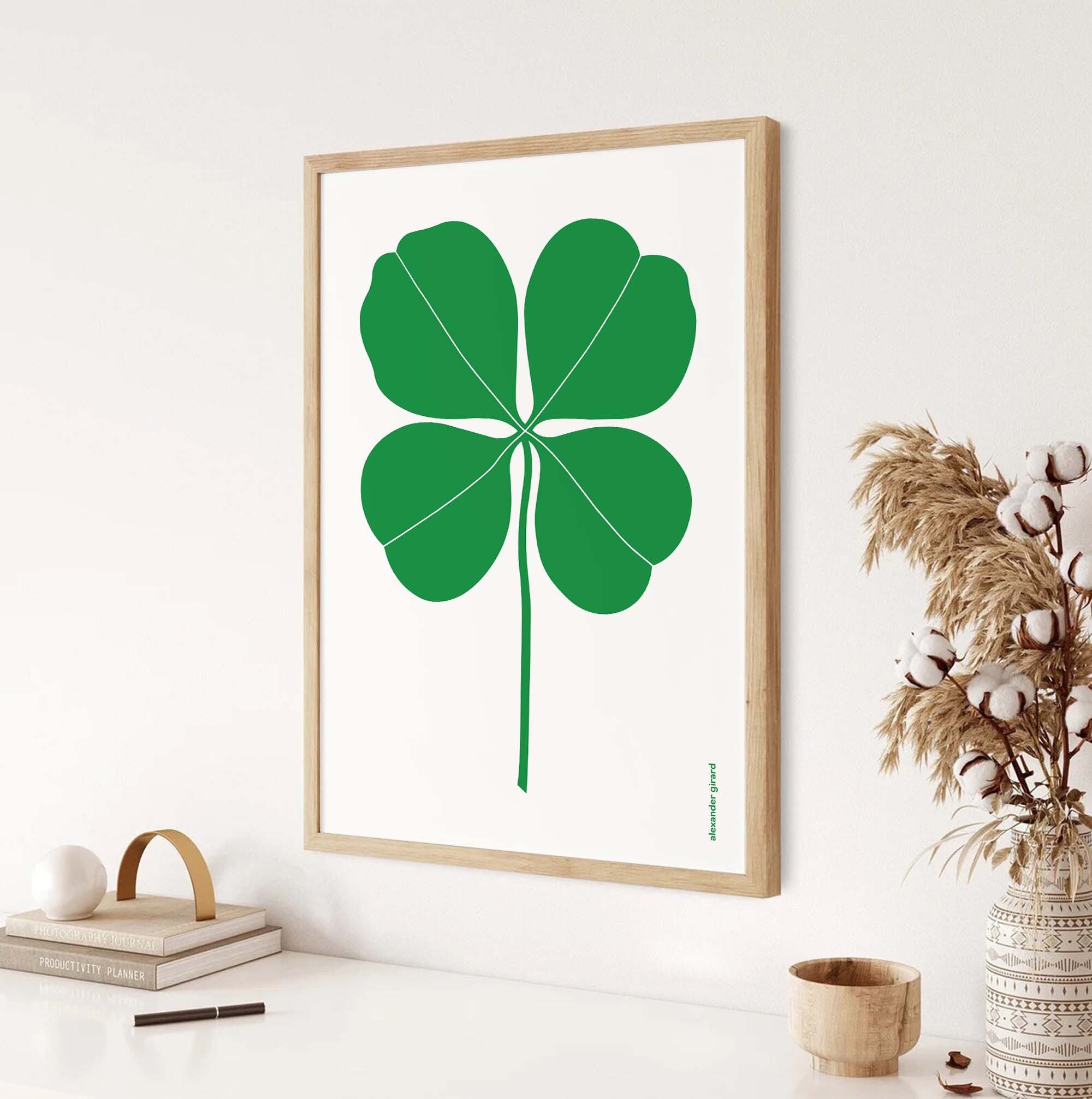 Iconic Four Leaf Clover, Graphic Design Poster, Eclectic Printable Wall ...