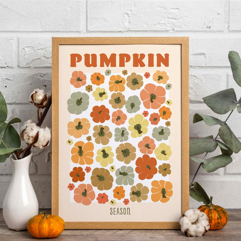 Autumn Pumpkin Wall Art Fall Printable Decor Halloween Kitchen Art ...