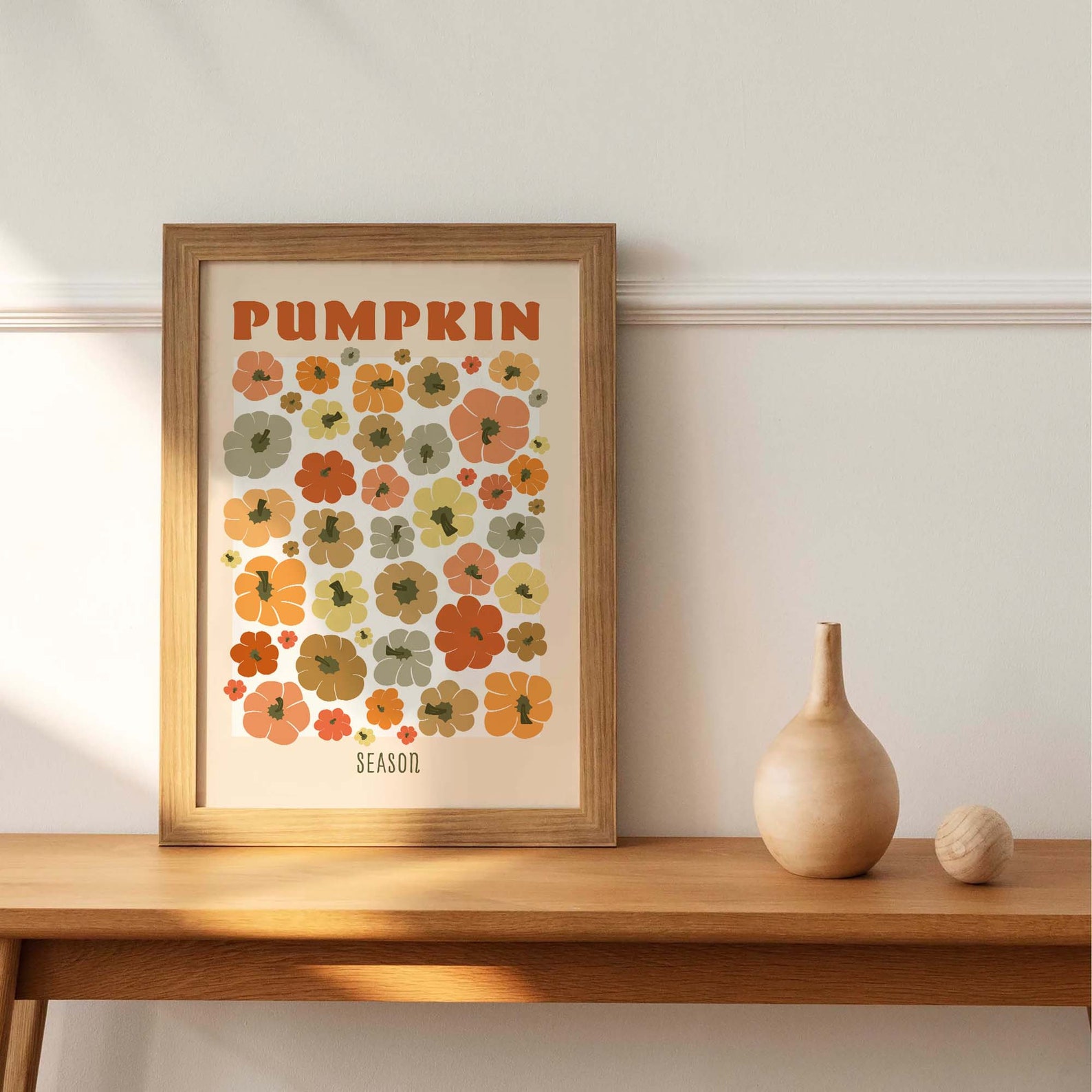 Autumn Pumpkin Wall Art Fall Printable Decor Halloween Kitchen Art ...