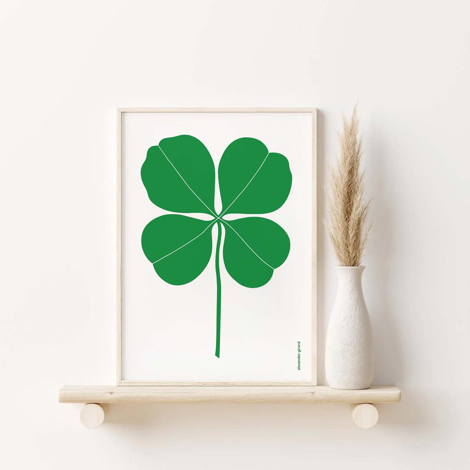 Iconic Four Leaf Clover, Graphic Design Poster, Eclectic Printable Wall ...