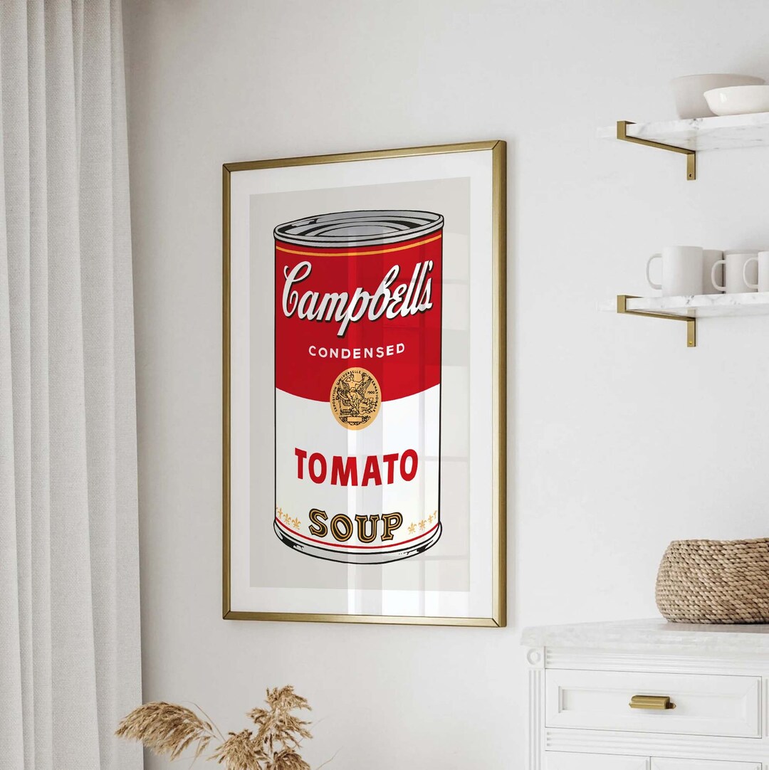 Pop Art Tomato Soup Poster by Andy Warhol, Vibrant Kitchen Wall Decor ...