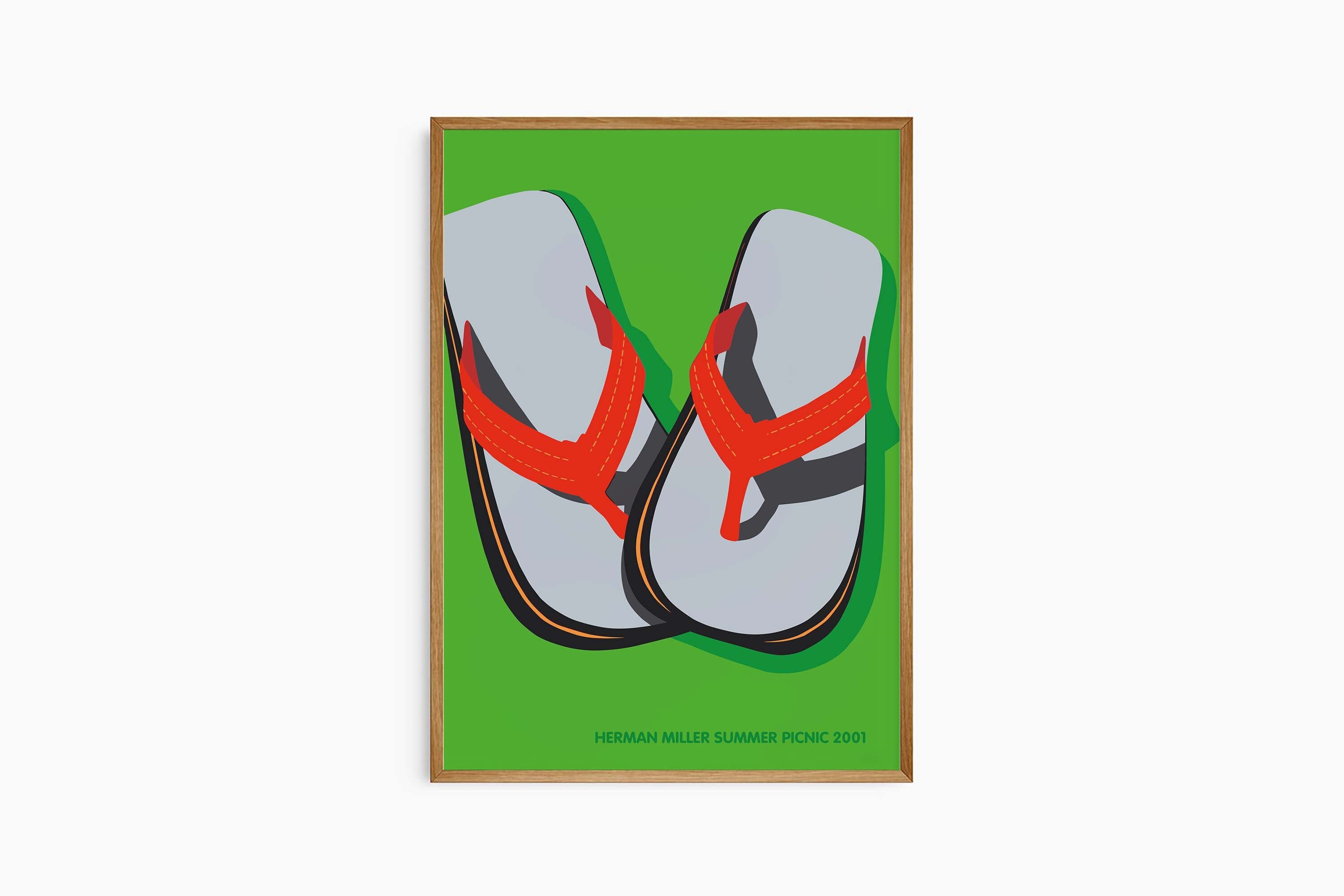 Vintage Summer Picnic Poster Iconic Flip Flops Poster Mid-century ...