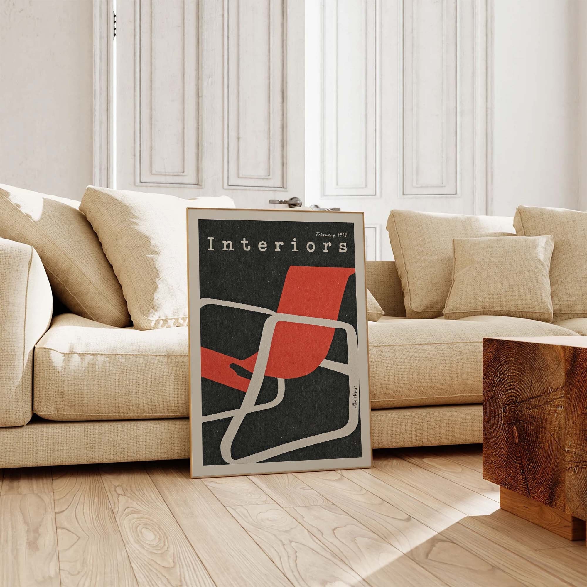 Iconic Chair Poster, Vintage Furniture Design Magazine Cover, Mid ...