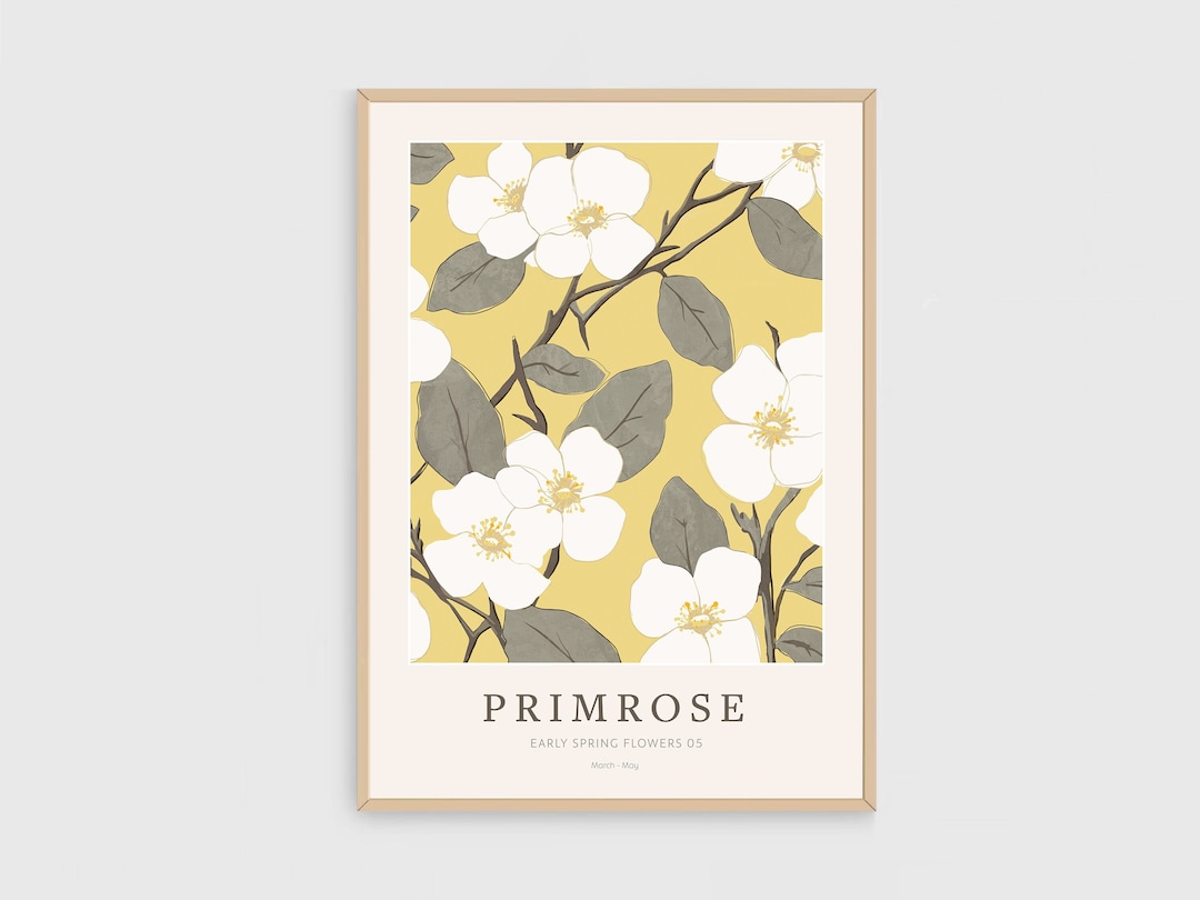 Primrose Botanical Art Print Floral Home Decor Spring Flowers Poster ...