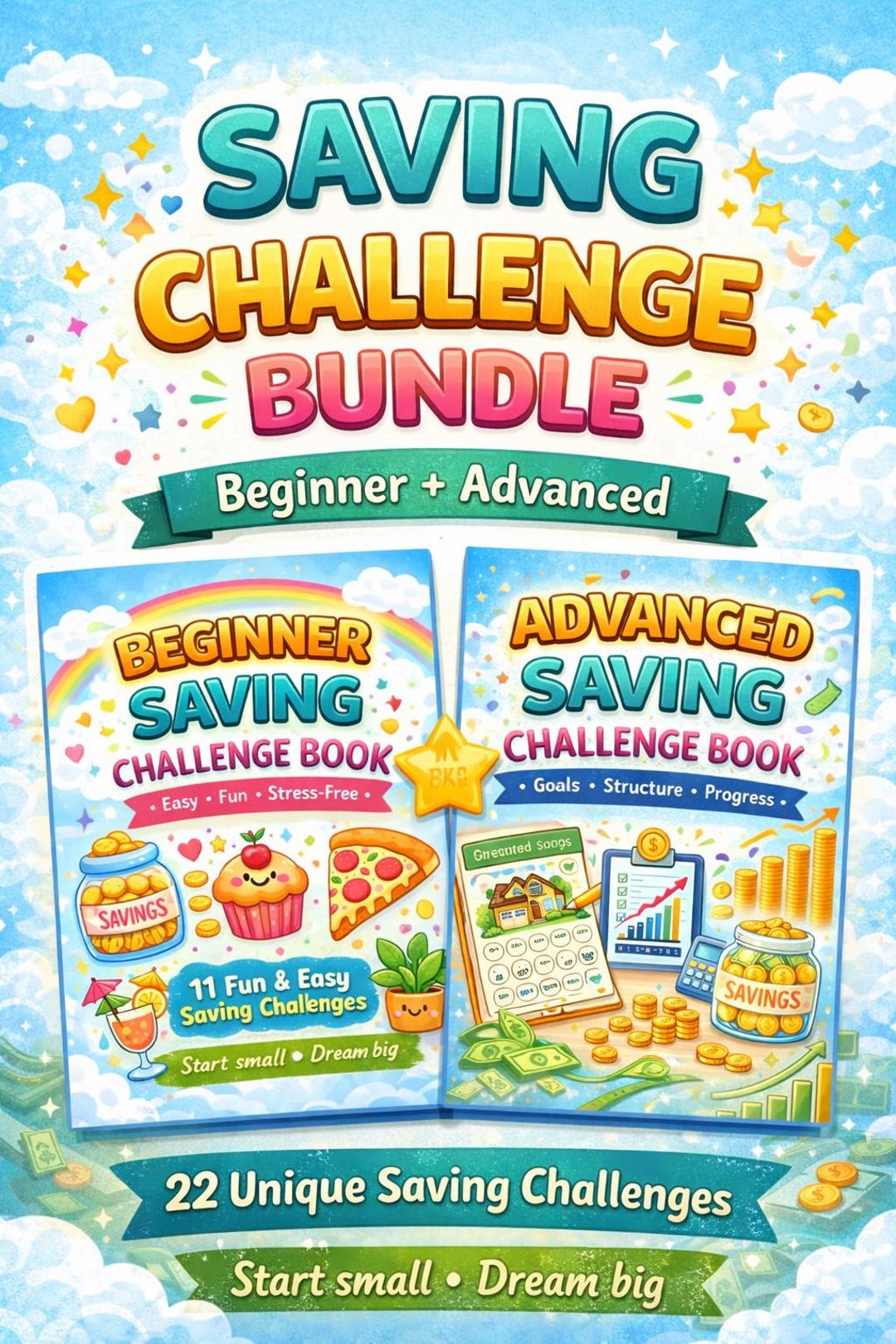 Saving Challenge Bundle | Beginner & Advanced Saving Books | Complete ...