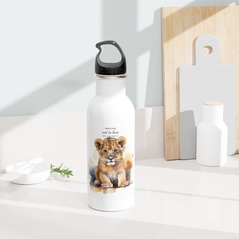 Cute Lion Cub Stainless Steel Water Bottle Water Color Lion Cub Perfect ...