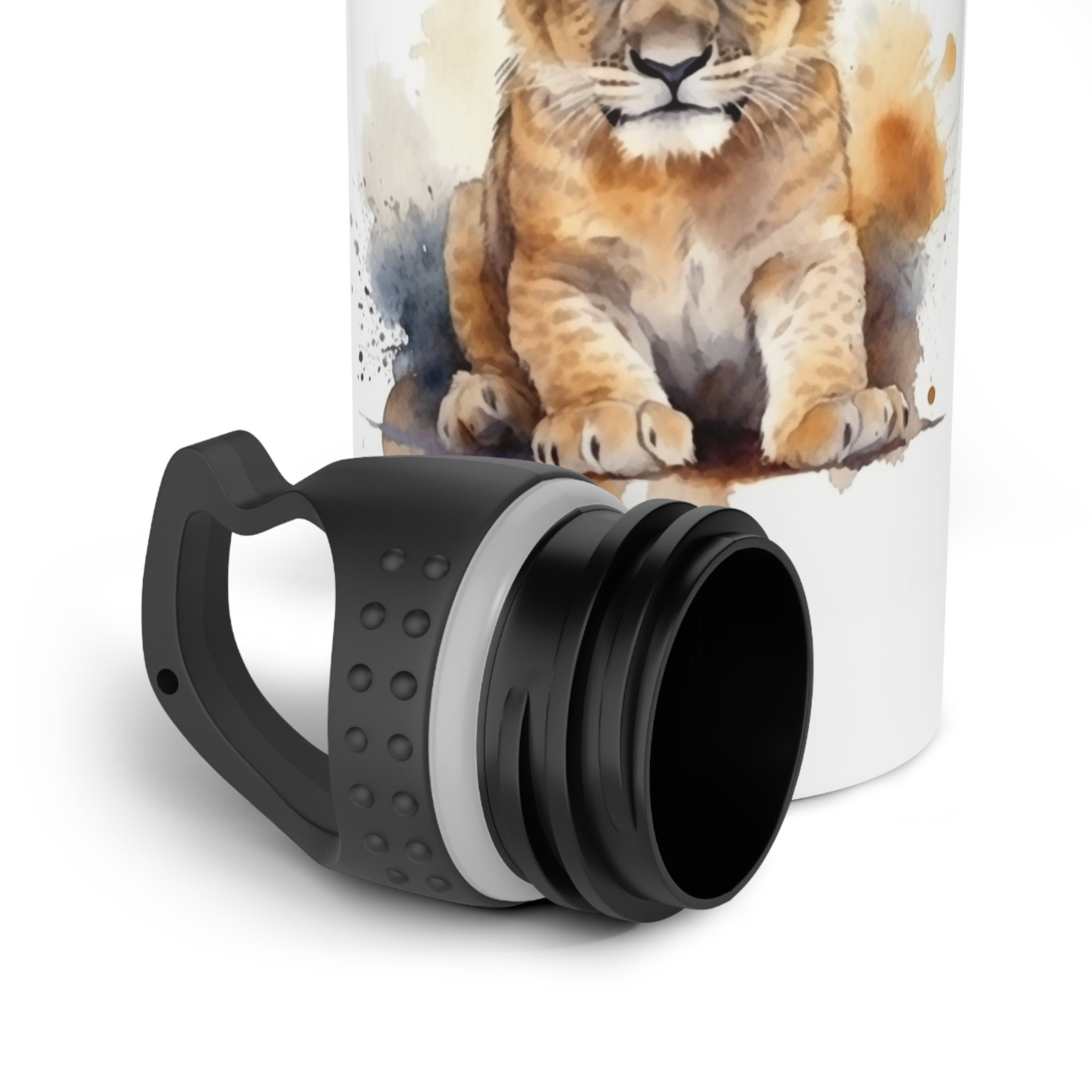 Cute Lion Cub Stainless Steel Water Bottle Water Color Lion Cub Perfect ...