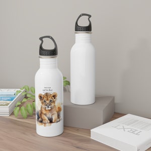Cute Lion Cub Stainless Steel Water Bottle Water Color Lion Cub Perfect ...