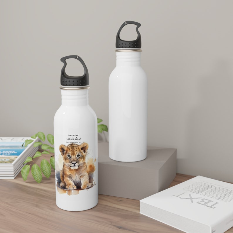 Cute Lion Cub Stainless Steel Water Bottle Water Color Lion Cub Perfect ...