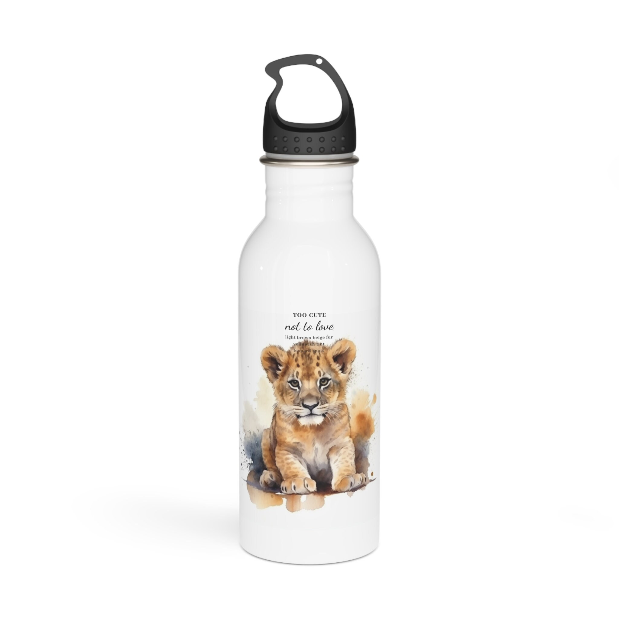 Cute Lion Cub Stainless Steel Water Bottle Water Color Lion Cub Perfect ...