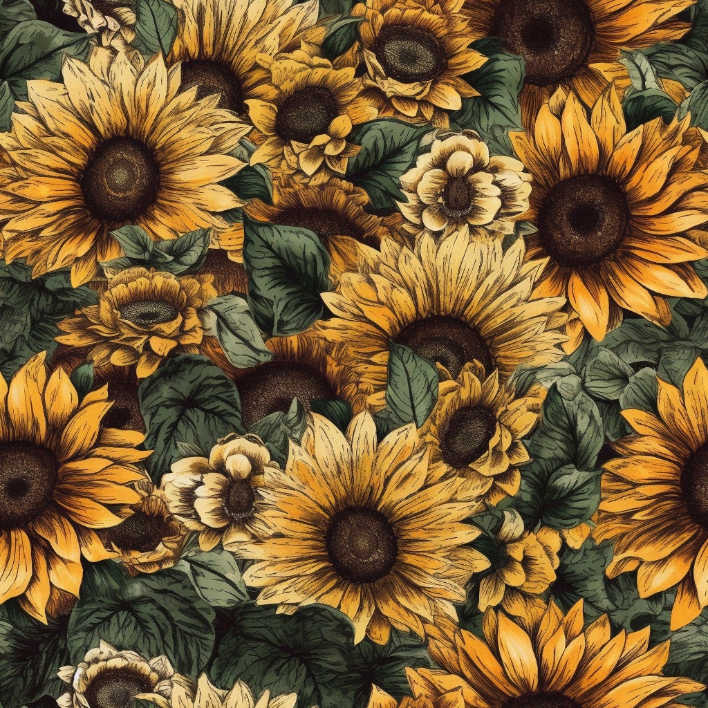 Sunflower Digital Paper Pack Commercial Use, Instant Download, Digital ...