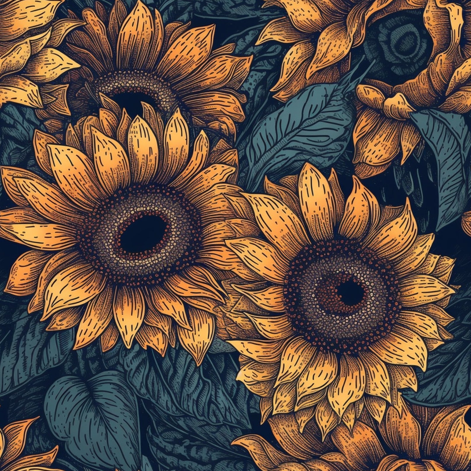 Sunflower Digital Paper Pack Commercial Use Instant - Etsy