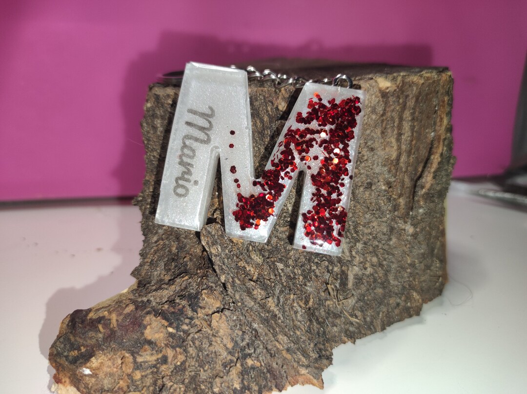 Resin Letter M Keychain - Etsy