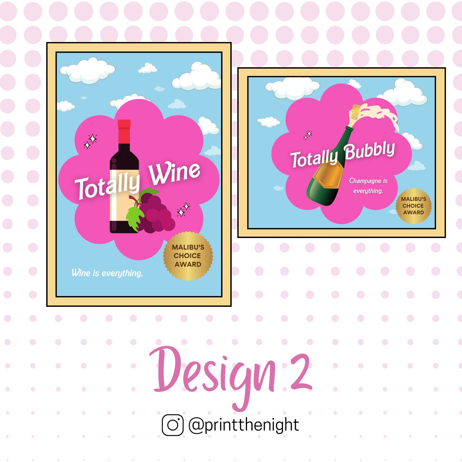 Barbie Inspired Wine Labels, Doll Theme Printable, Digital Download ...