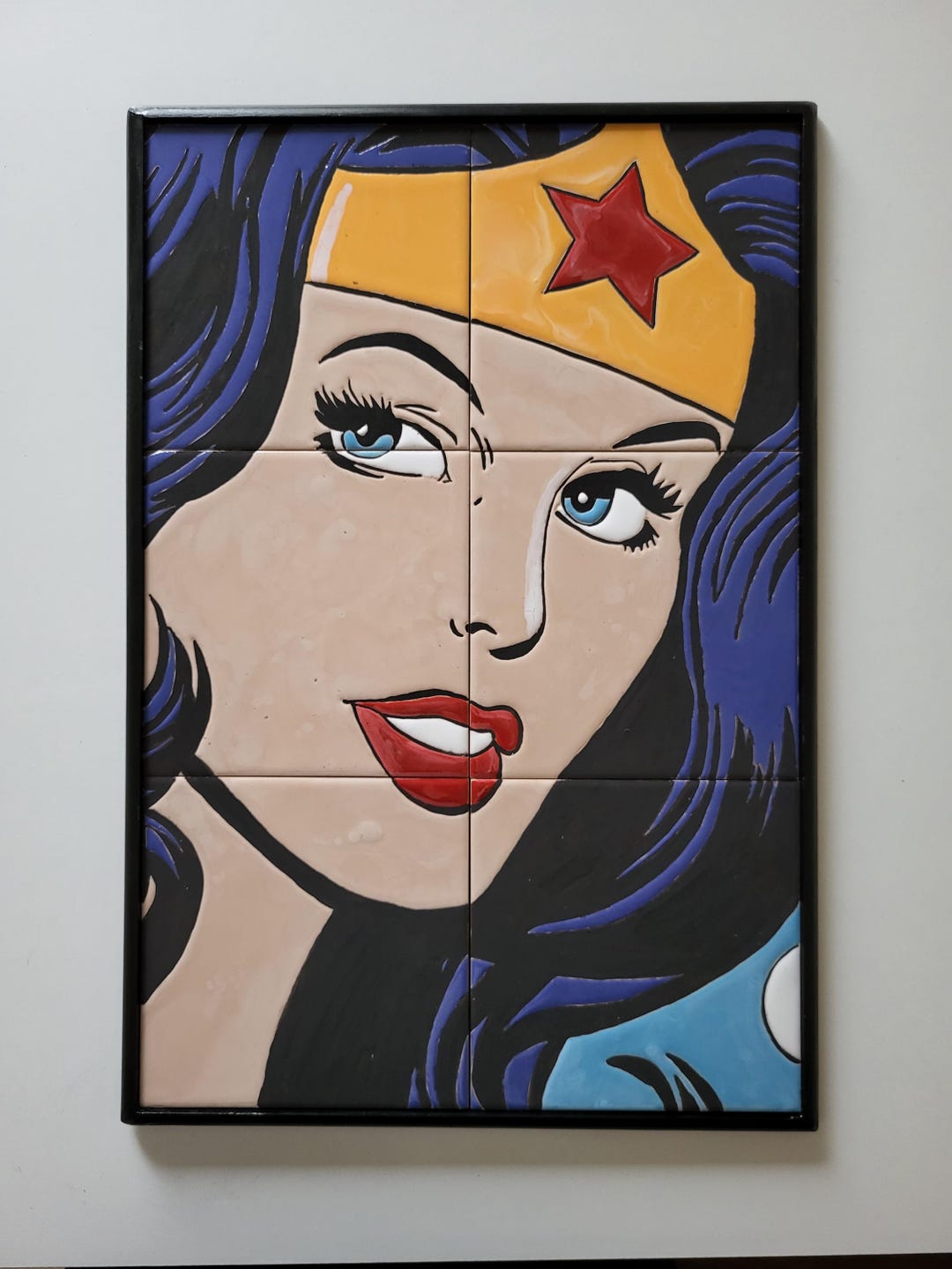 Retro Wonder Woman Ceramic Painting – Hand-painted Tile Art With Dry ...