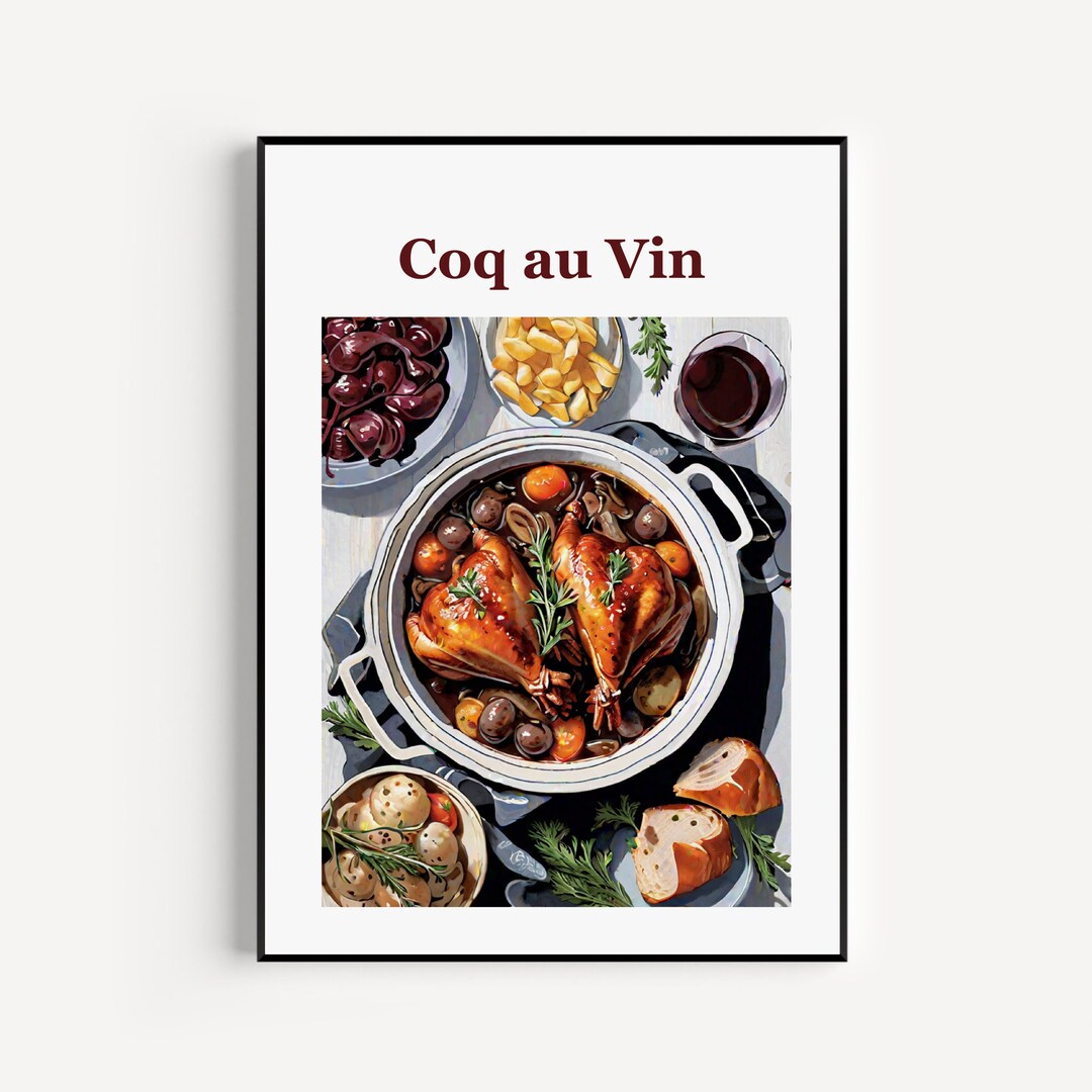 Coq Au Vin Print, Coq Au Vin Poster, Coq Au Vin Wall Art, Coq Au Vin ...