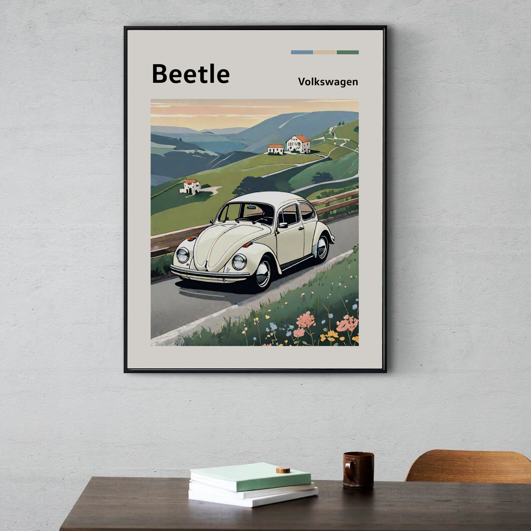 Volkswagen Beetle Print, Volkswagen Beetle Poster, Volkswagen Beetle ...