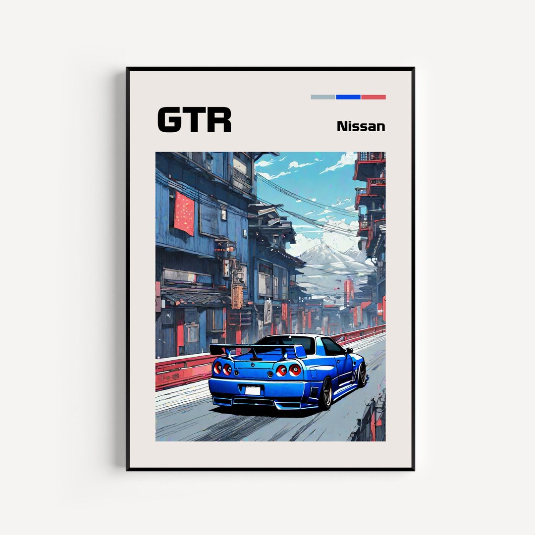 Nissan Gtr Print, Nissan Gtr Poster, Nissan Gtr Wall Art, Nissan Gtr ...