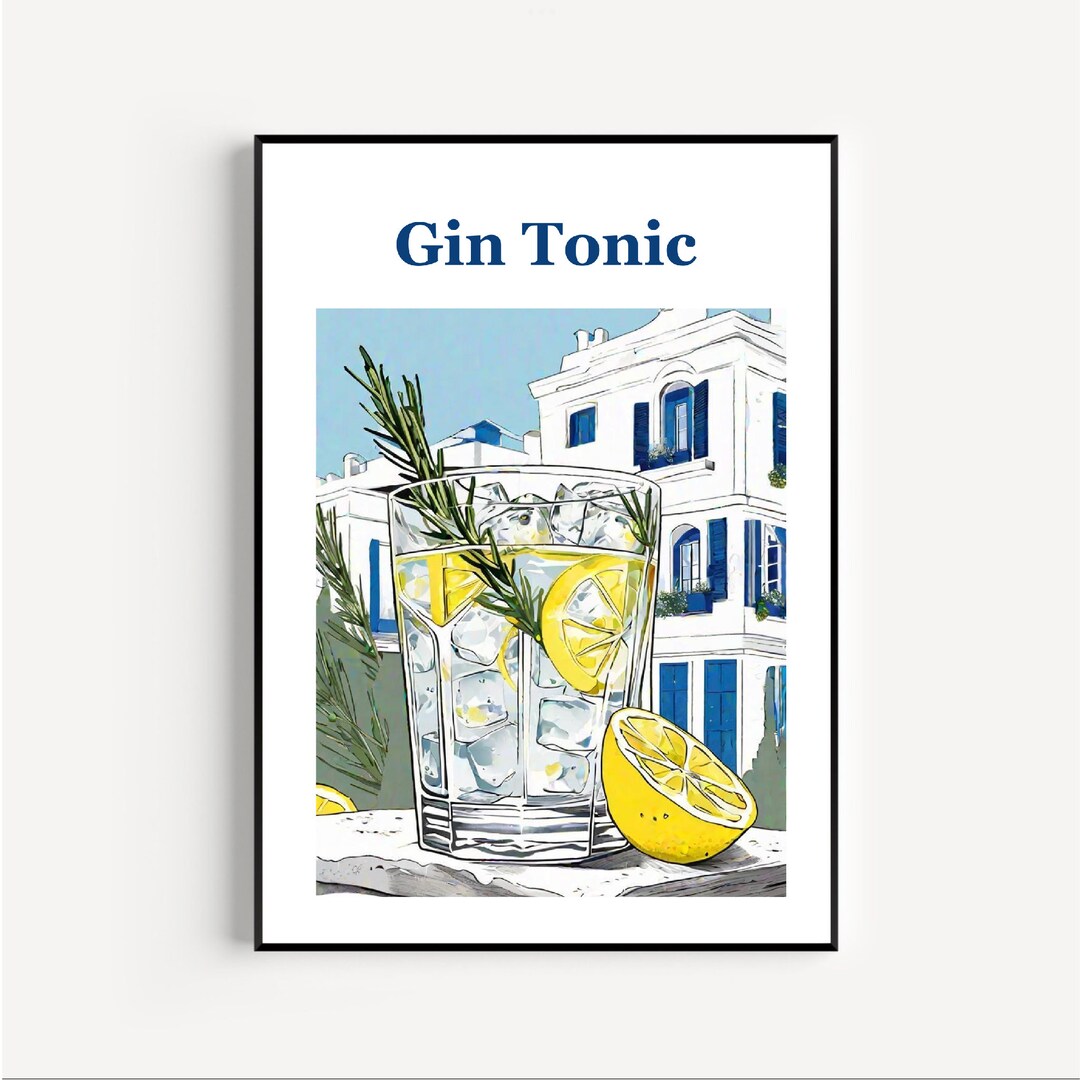 Gin and tonic Print Gin and tonic Poster Gin and tonic Wall - Etsy France