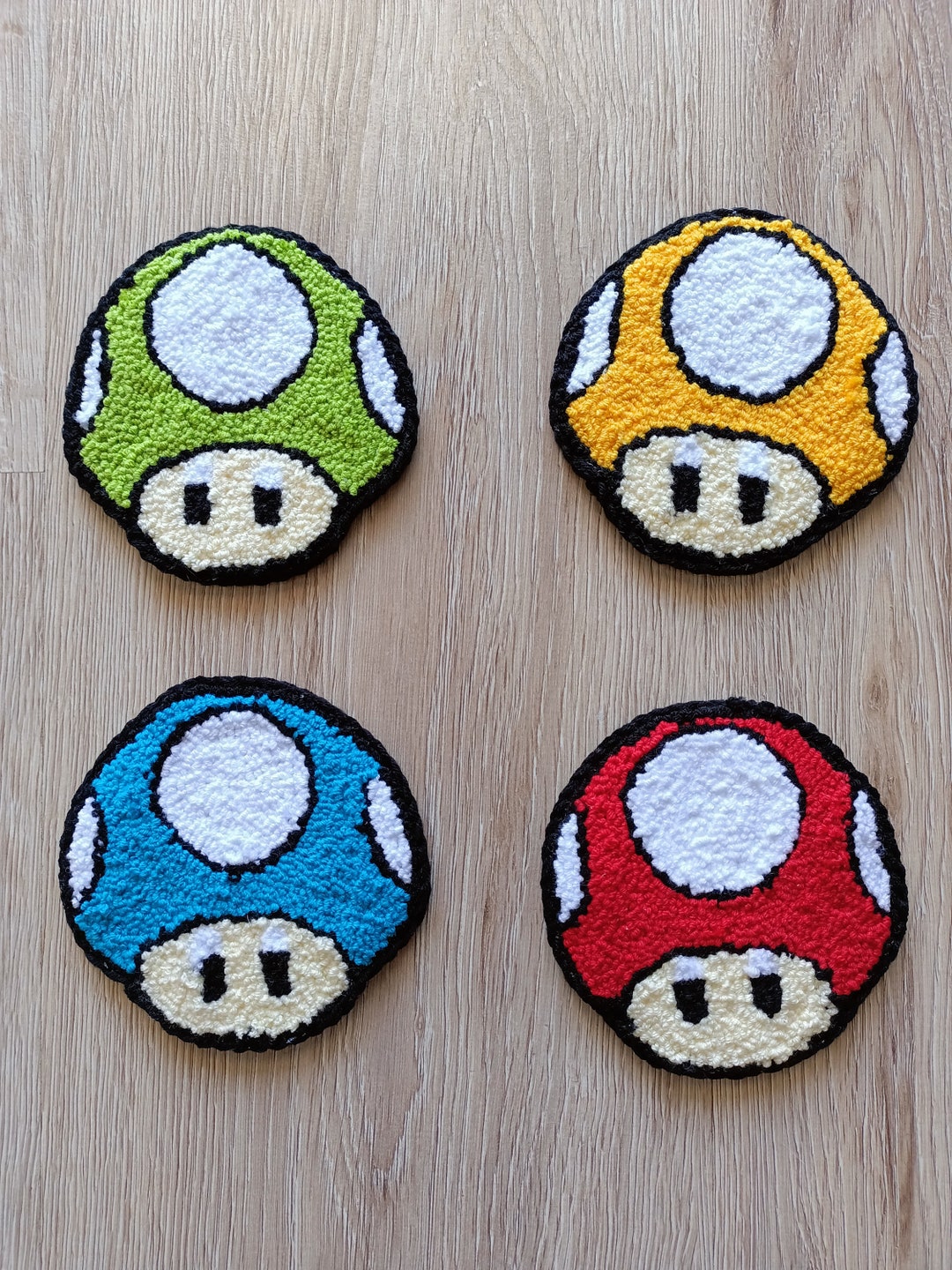Super Mario Mushroom Handmade Coaster, Cute Mushroom Mug Rug, Crochet ...
