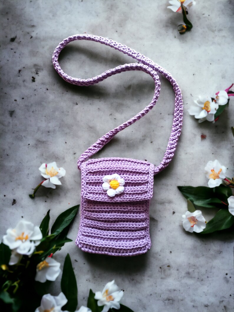Daisy Crochet Crossbody Phone Bag, Crafted Crossbody Purse for Cell ...