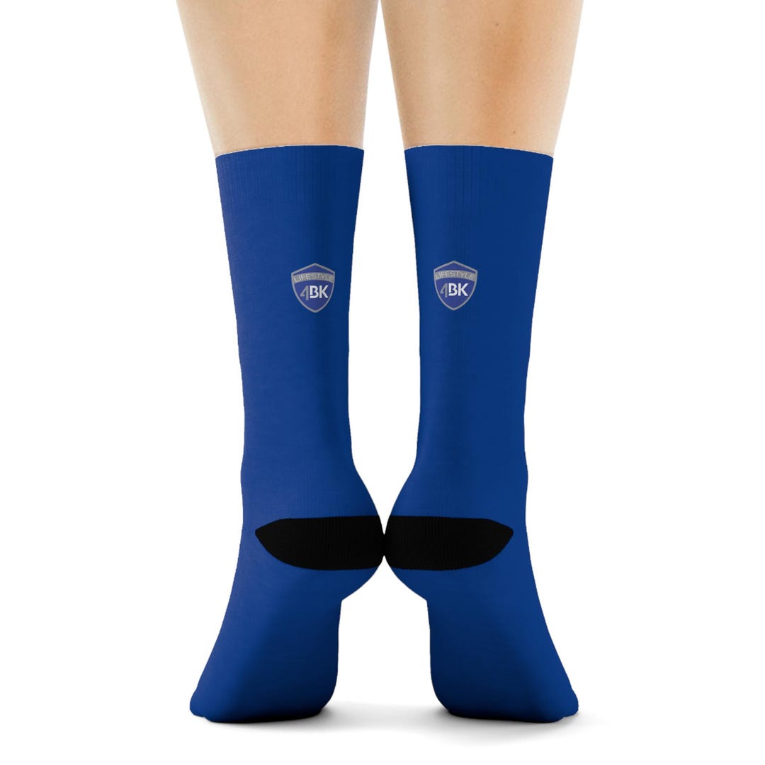 Unisex Blue Shield Logo Crew Socks | Athletic Black Toe & Heel ...