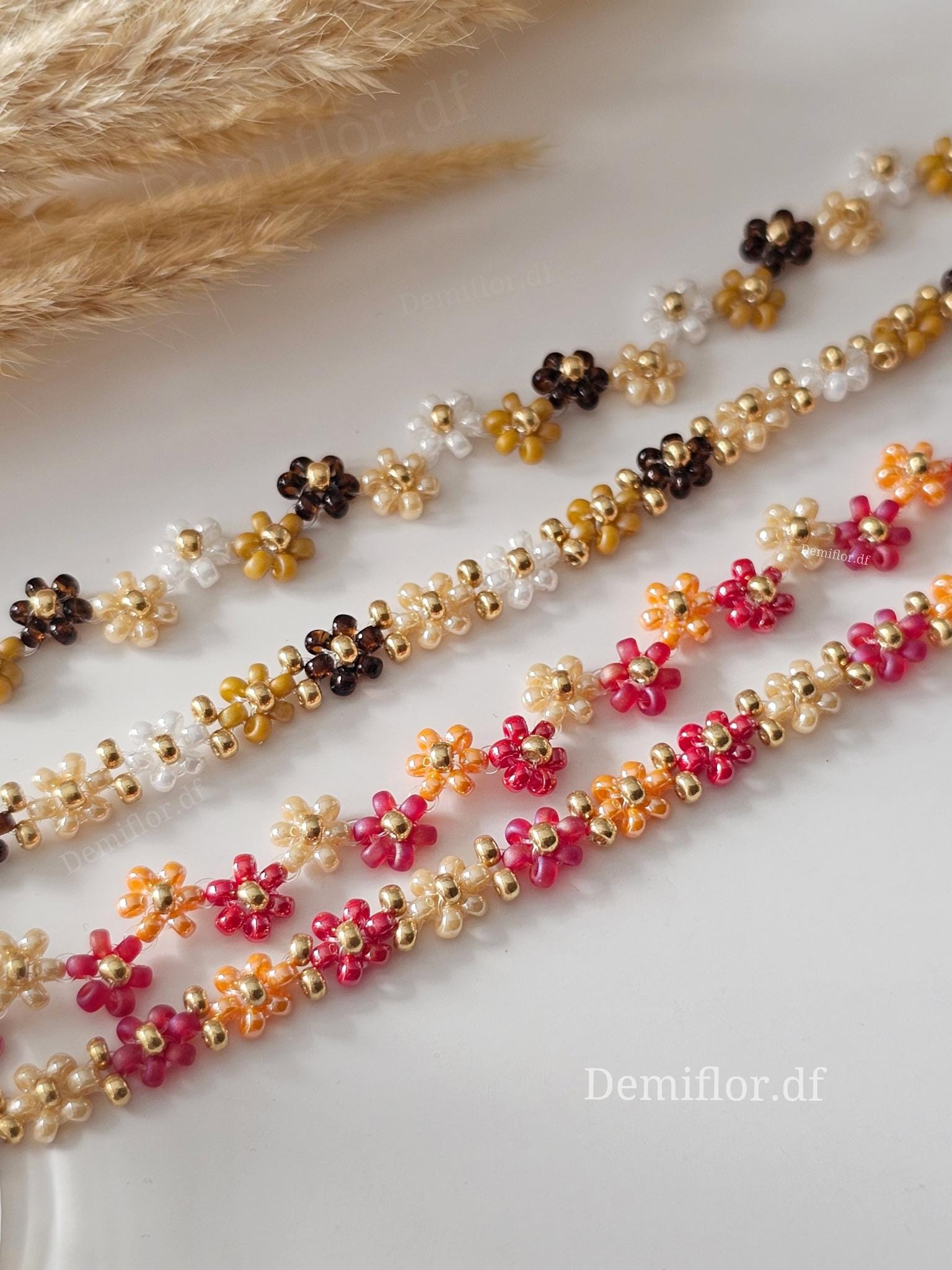 Set of 2 Mini Flower Bracelets | Minimalist Daisy Flower Bracelet ...