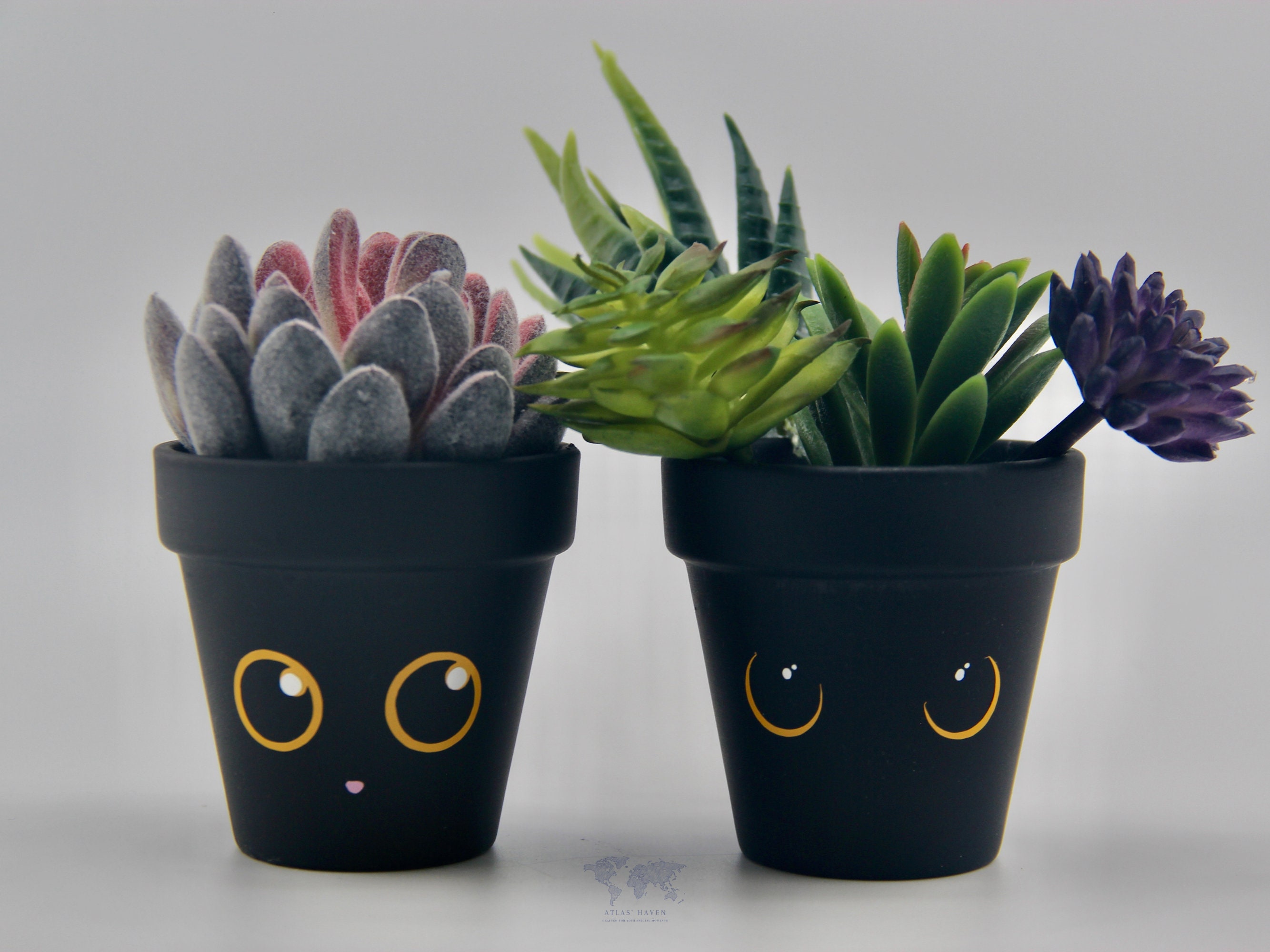 Halloween Spooky Decor Mini Cat Succulent Terracotta Pots Small Planter ...