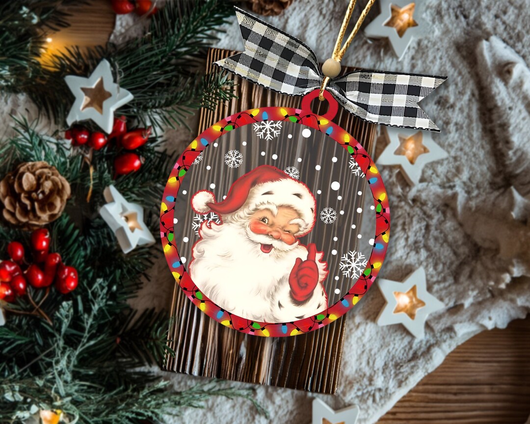 Santa Claus Christmas Ornament Christmas Round Ornament - Etsy