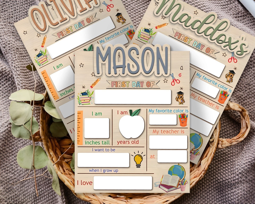 Personalized First Day of School Sign, Reusable Chalkboard Sign, Custom ...