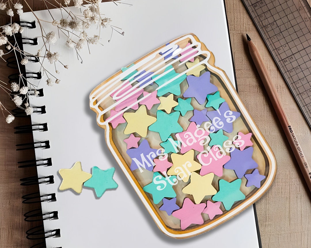 Personalized Stars Reward Jar for Kids, Token Jar System, Customizable ...