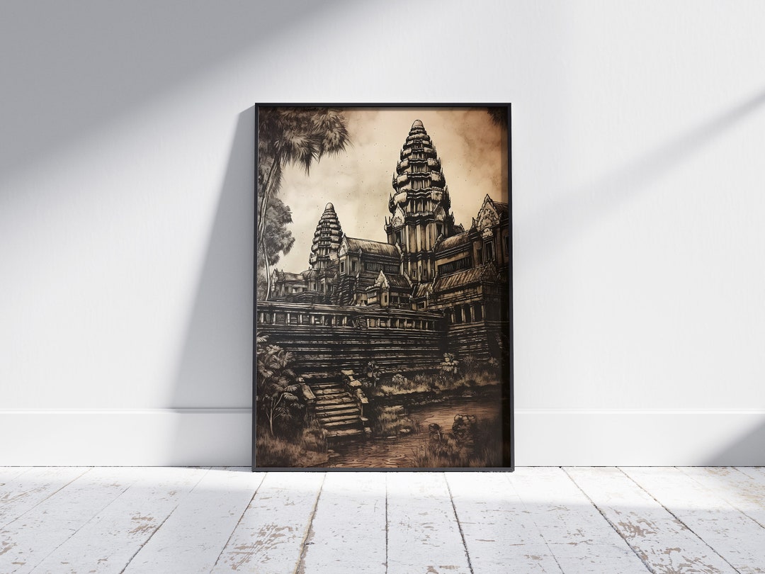 Angkor Wat Hand Drawing Poster Digital Art - Etsy