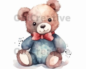 12 Teddy Bear Clipart, High Quality Pngs, Digital Planner, Paper Crafts, Watercolor, Teddy Bear ...