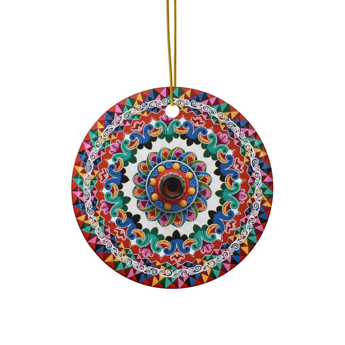 Sarchi Ox Cart Wheel Ceramic Ornament - Costa Rican Decor - Sarchi Ox ...