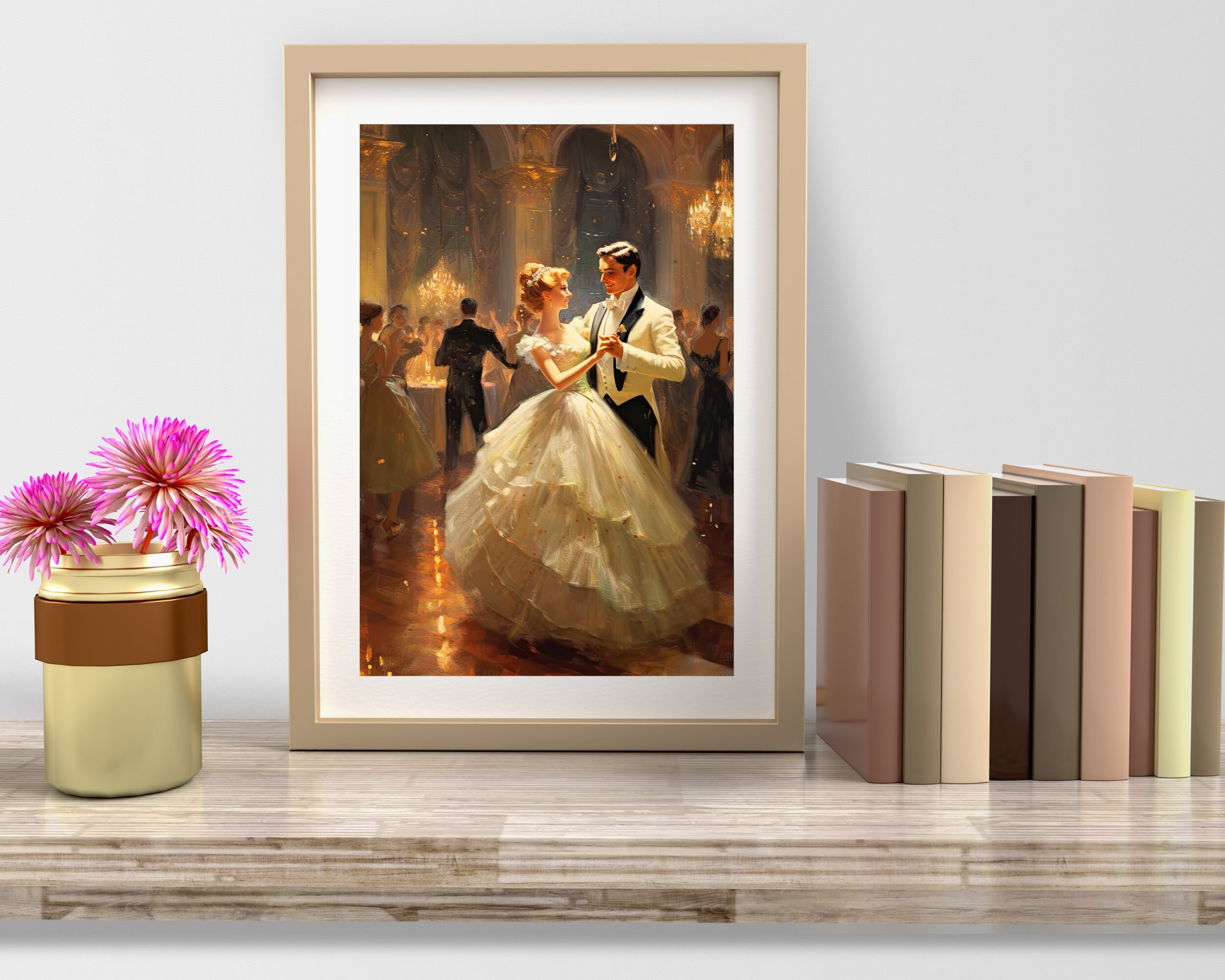 Vintage Cinderella Dancing Royal Ball Vintage Watercolor Fairytale ...