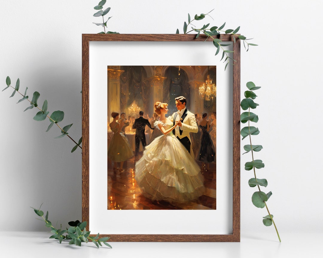 Vintage Cinderella Dancing Royal Ball Vintage Watercolor Fairytale ...