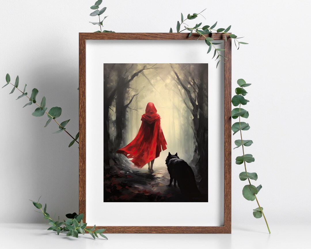 Vintage Red Riding Hood Wall Art Riding Hood Painting Vintage Fairytale ...