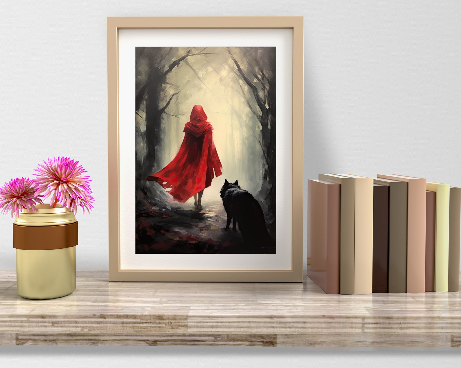 Vintage Red Riding Hood Wall Art Riding Hood Painting Vintage Fairytale ...