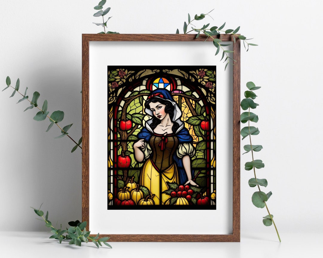 Snow White Wall Print Snow White Stained Glass Vintage Fairytale ...