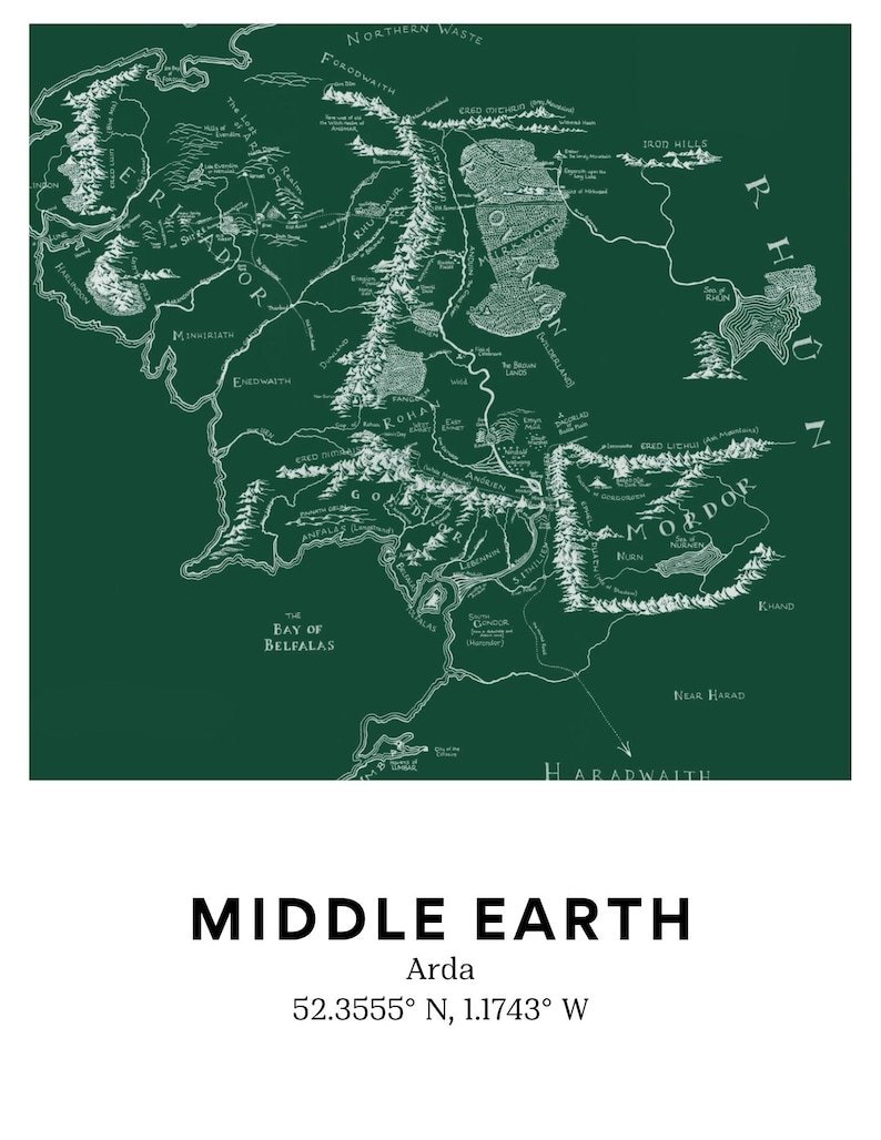 Middle Earth Numenor Beleriand Maps Printable Set of 3 JRR Tolkien City ...