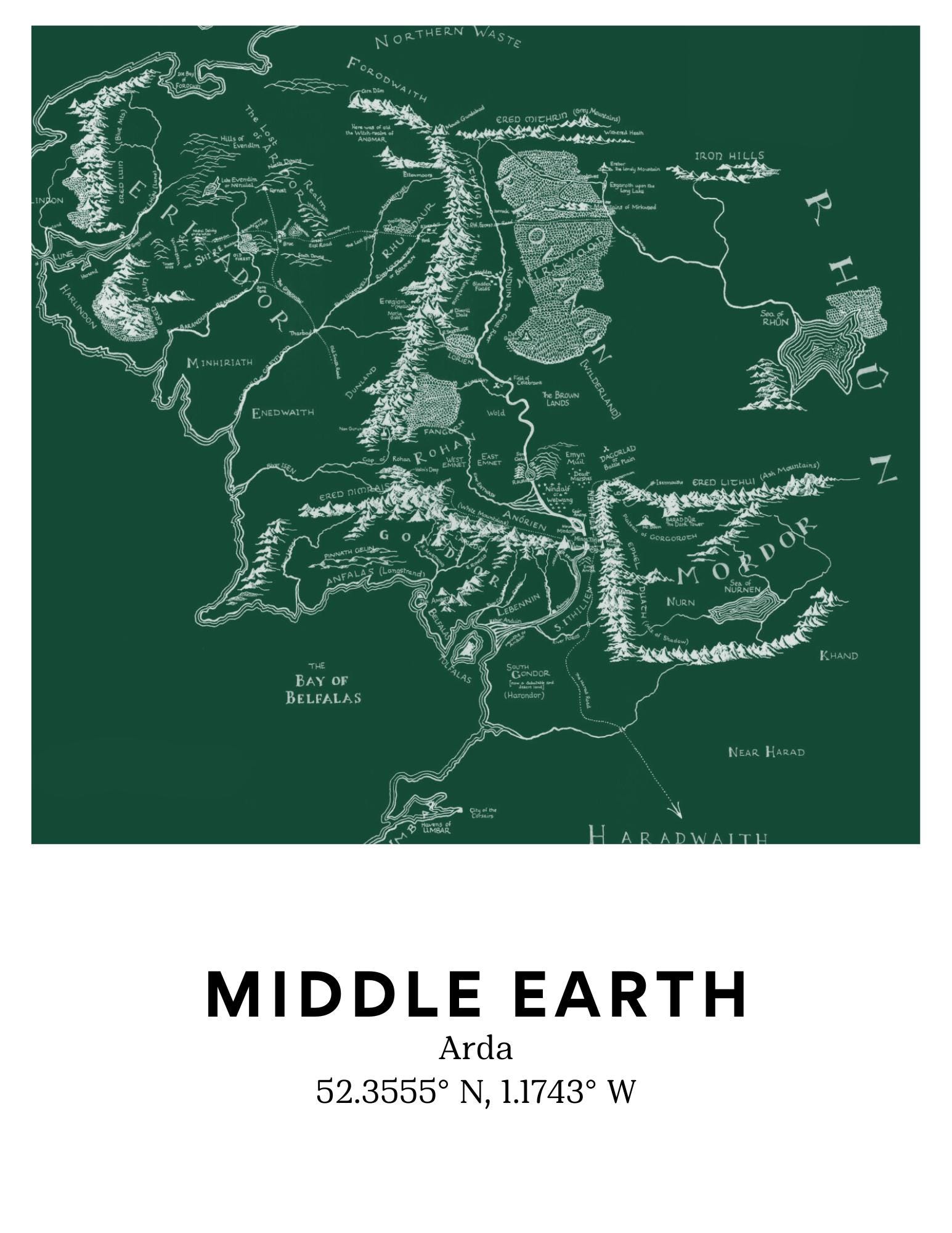 Middle Earth Numenor Beleriand Maps Printable Set of 3 JRR Tolkien City ...