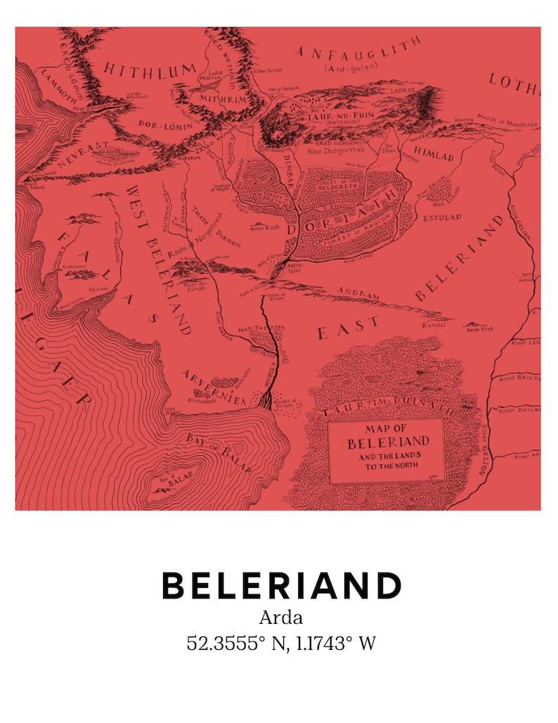 Middle Earth Numenor Beleriand Maps Printable Set of 3 JRR Tolkien City ...