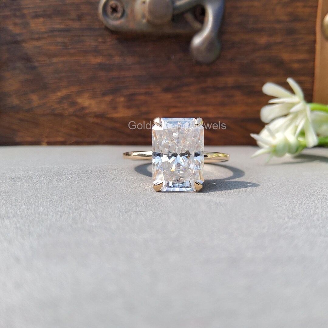 3ct Radiant Cut Moissanite Engagement Ring, Radiant Solitaire Ring, 14k ...