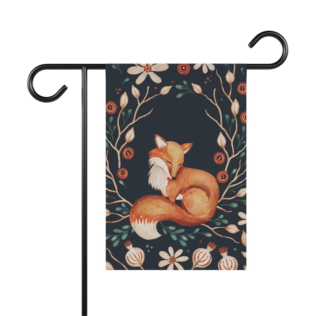 Sweet Fox Garden Flag, Fox Flag, Cottagecore Yard Flag, Fun Garden Flag ...